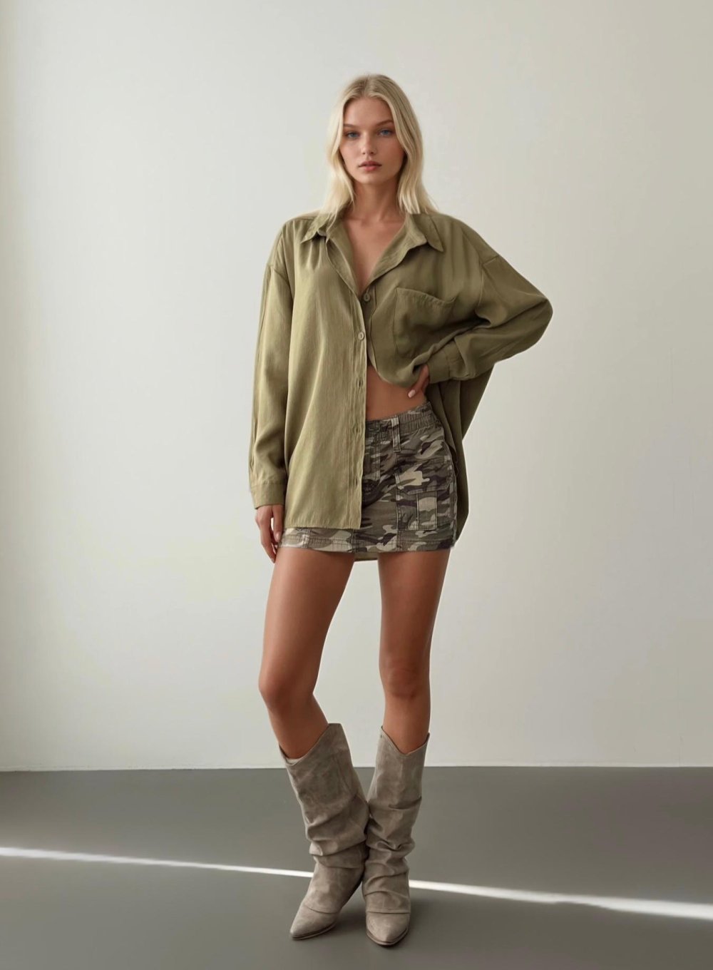 Mutty Astra Tek Cep Detay Gömlek Sütlü Kahve Modelleri En Uygun Fiyatlarla