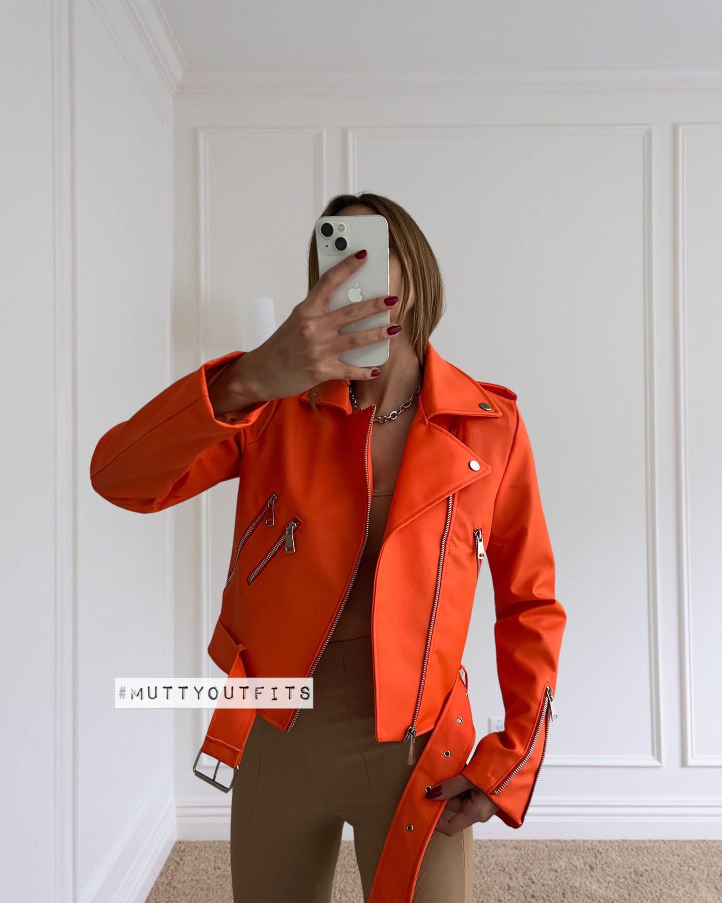 Alice Biker Deri Ceket Turuncu Modelleri En Uygun Fiyatlarla